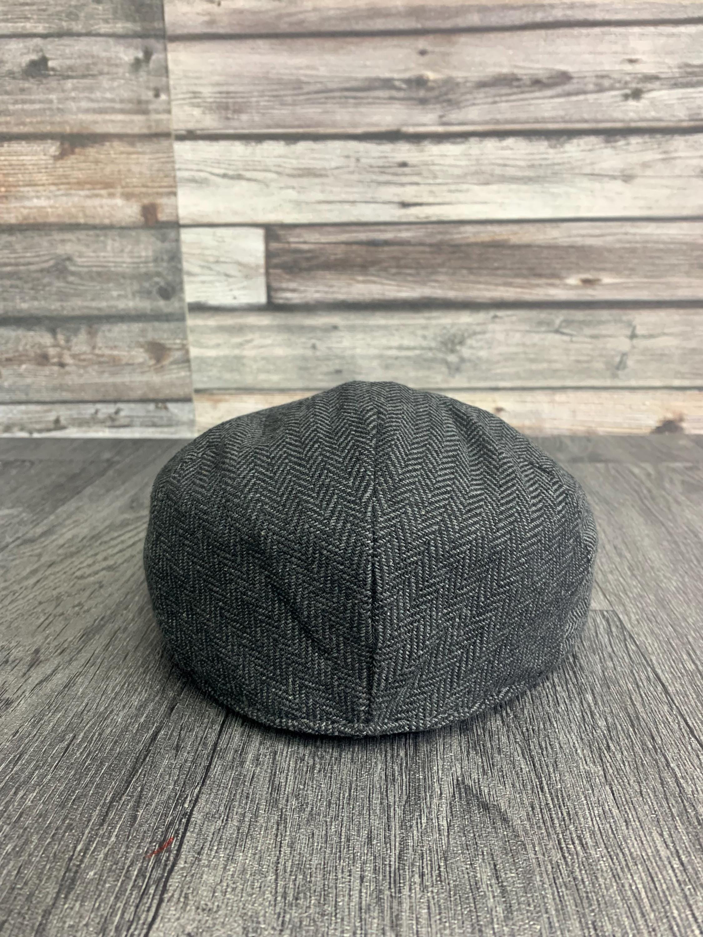 New Herringbone Wool Panels Cap, Peaky Blinders Hat, Baker Boy Hat ...