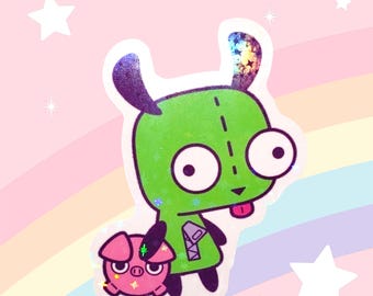 Invader Zim - Gir Glossy Vinyl Sticker - Etsy