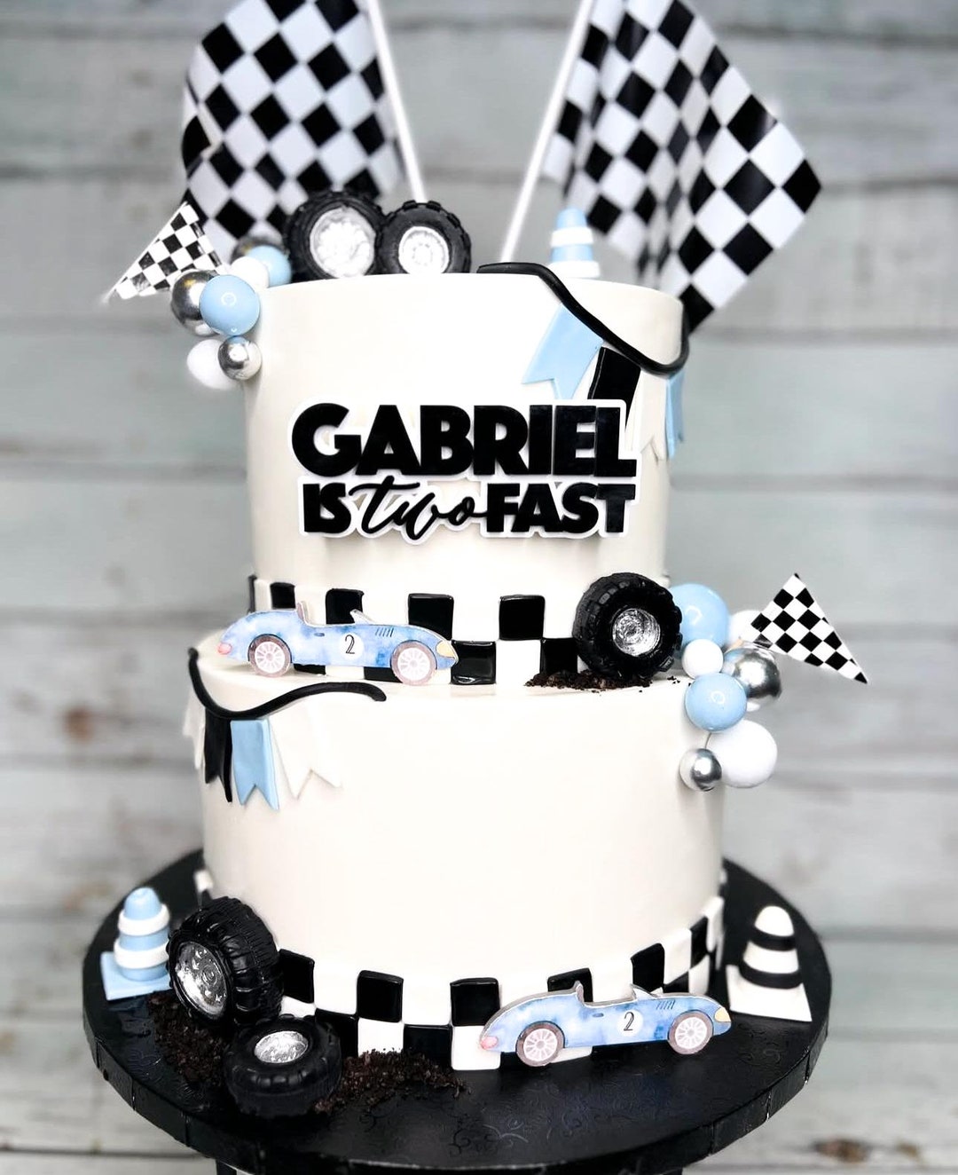 Two Fast Cake Topper Custom Racecar Charm Acrylic Birthday Decorations ...