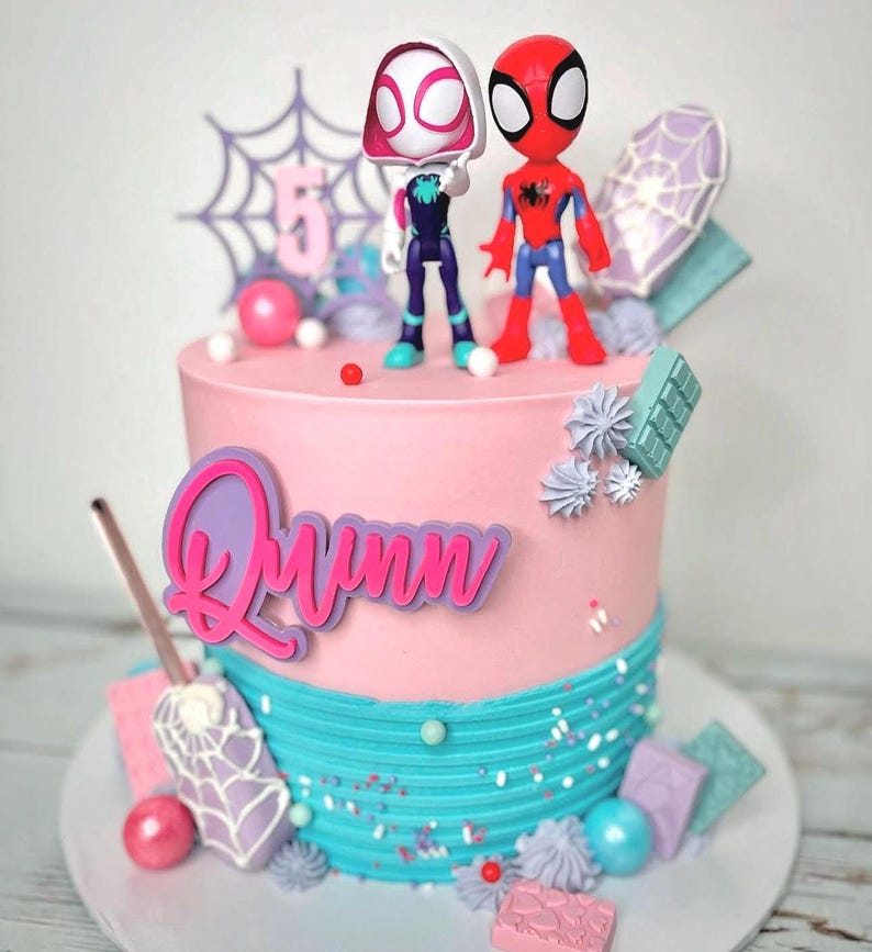 Girly Spider Cake Topper Birthday Decor Charm Superhero Super Hero ...