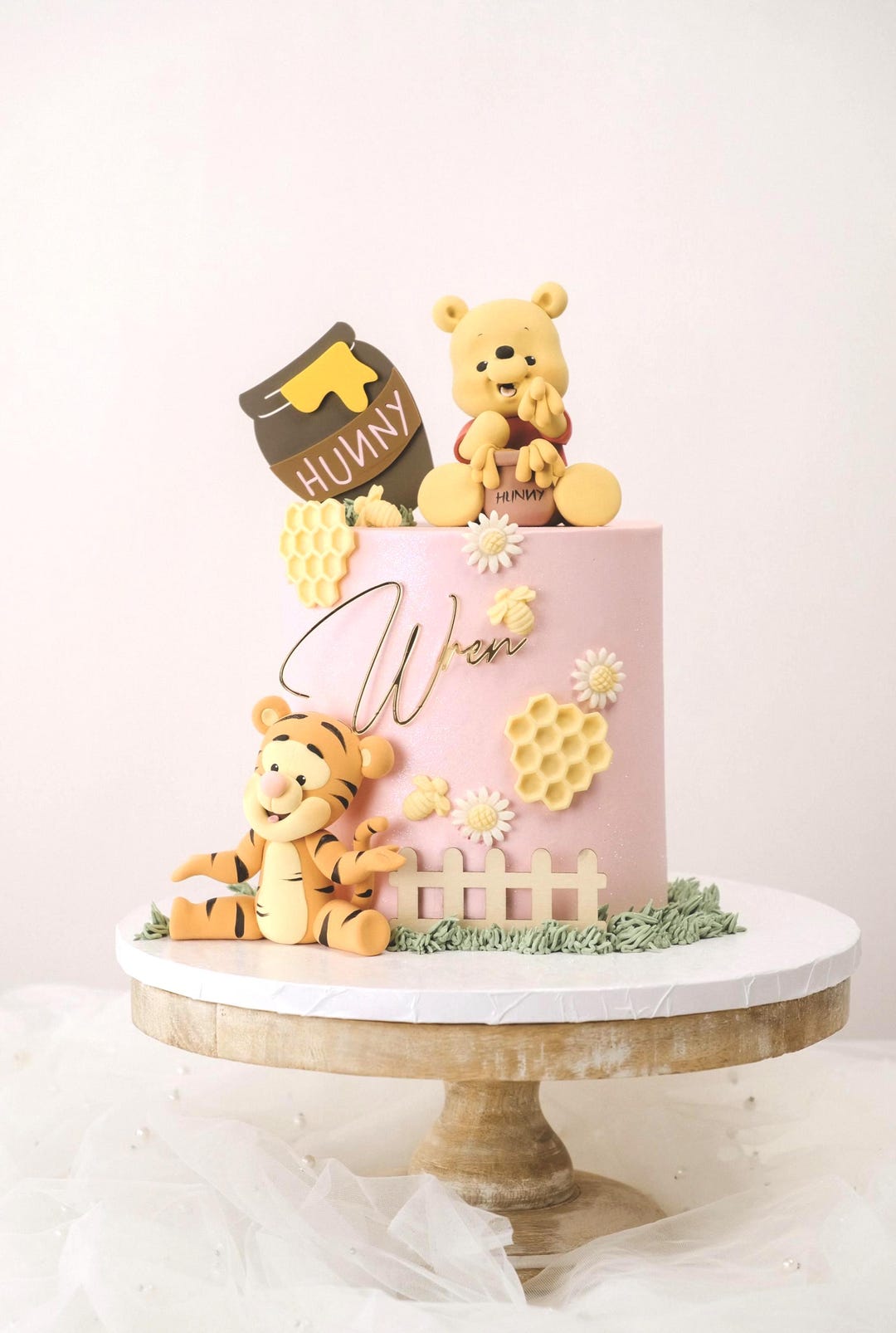Bear Baby Shower Birthday Hunny Pot Cake Topper Charm Name Personalized ...