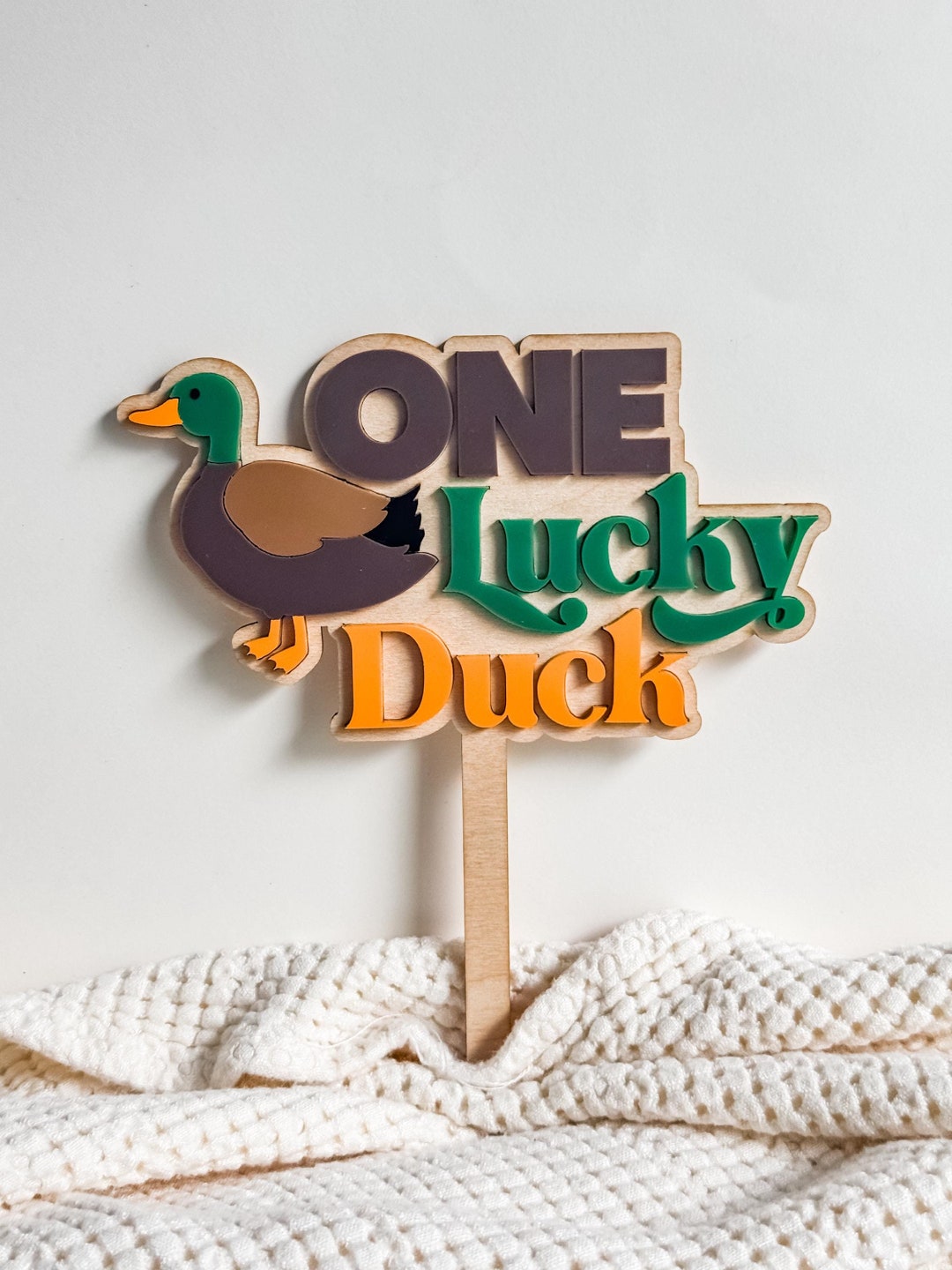 One Lucky Duck Birthday Cake Topper Personalized First Birthday Mallard ...