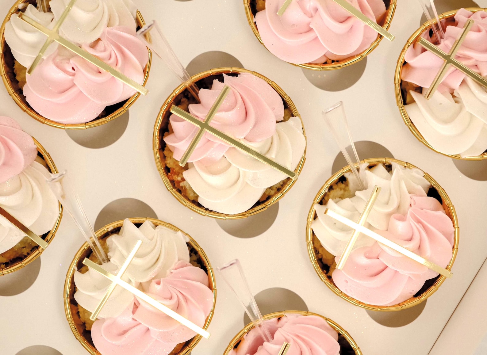 God Bless Gold Mirror Cross Cake Topper Baptism Bautizo Christening ...