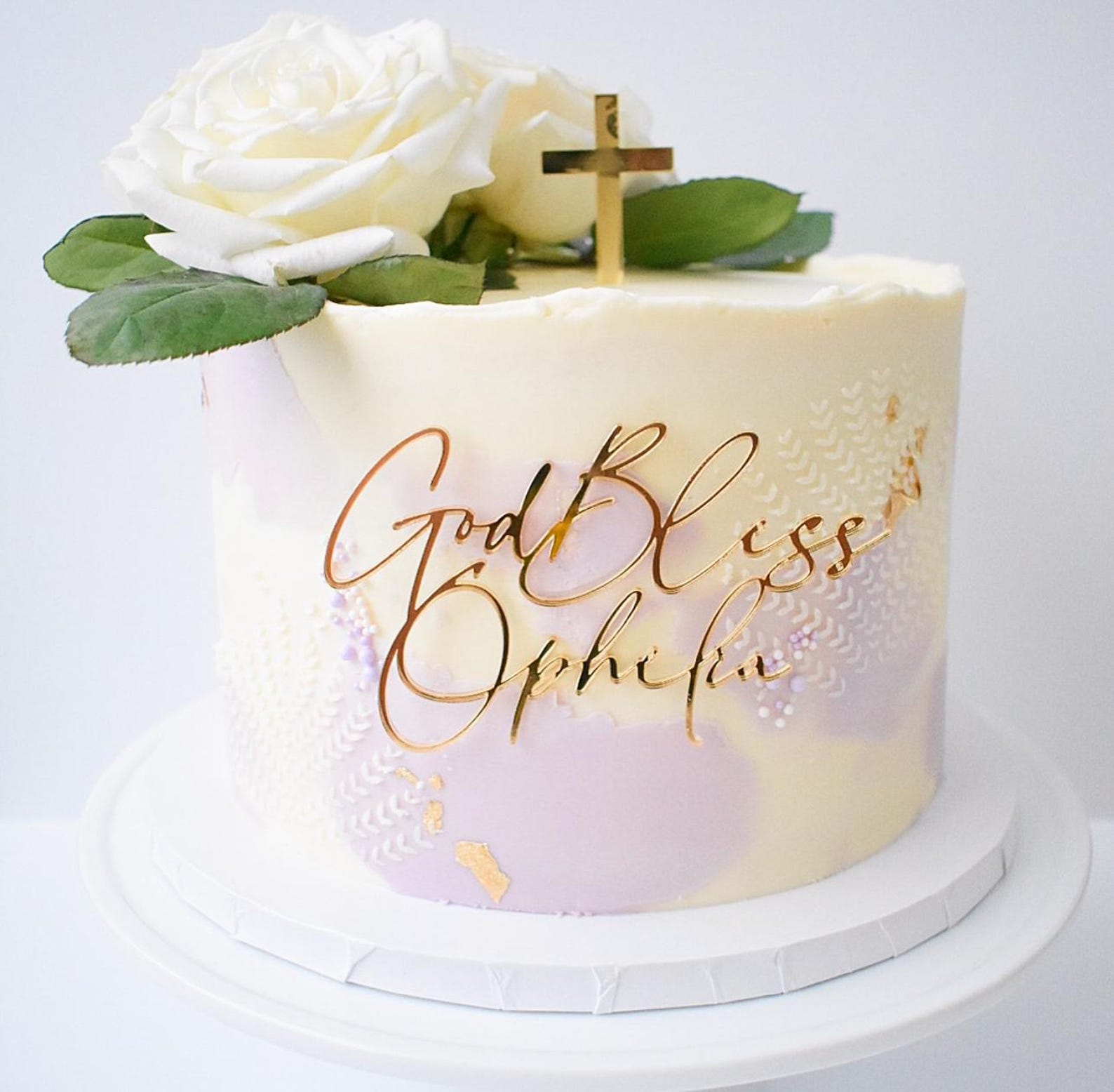 God Bless Gold Mirror Cross Cake Topper Baptism Bautizo Christening ...