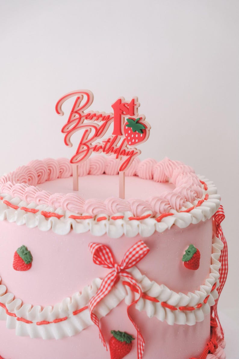 My Berry First Birthday Cake Topper Sweet One 1st Bday Strawberry Theme ...