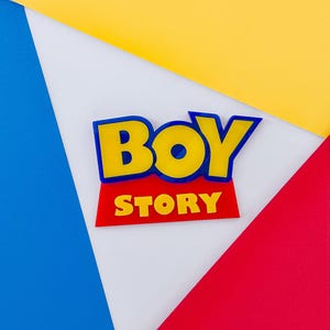 Boy Story Baby Shower Birthday Cake Topper Sketch Acrylic Charm ...
