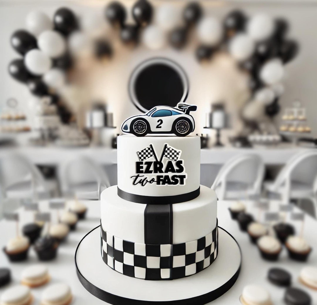 Two Fast Cake Topper Custom Racecar Charm Acrylic Birthday Decorations Race Theme Party Decor ...