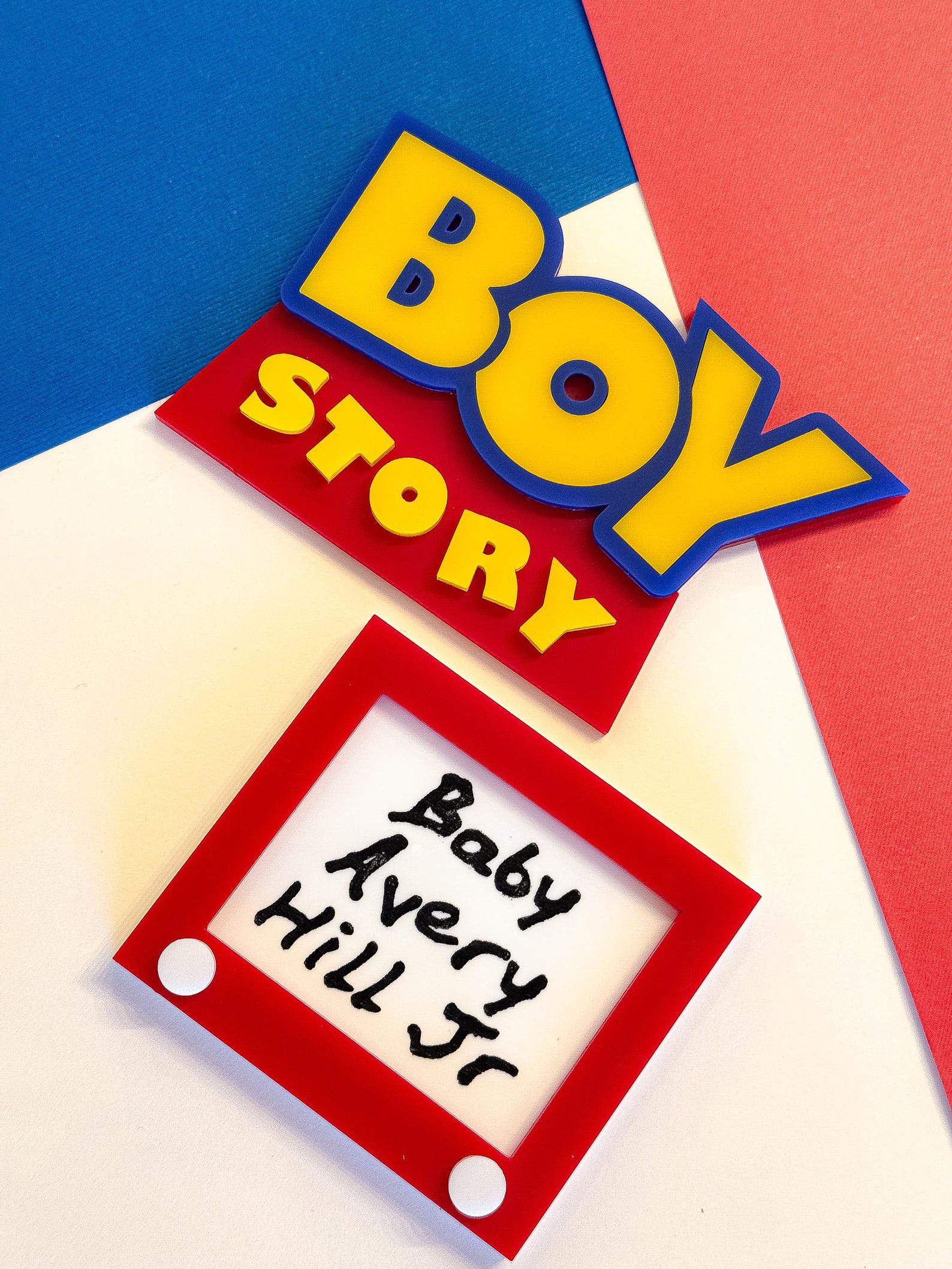 Boy Story Baby Shower Birthday Cake Topper Sketch Acrylic Charm ...