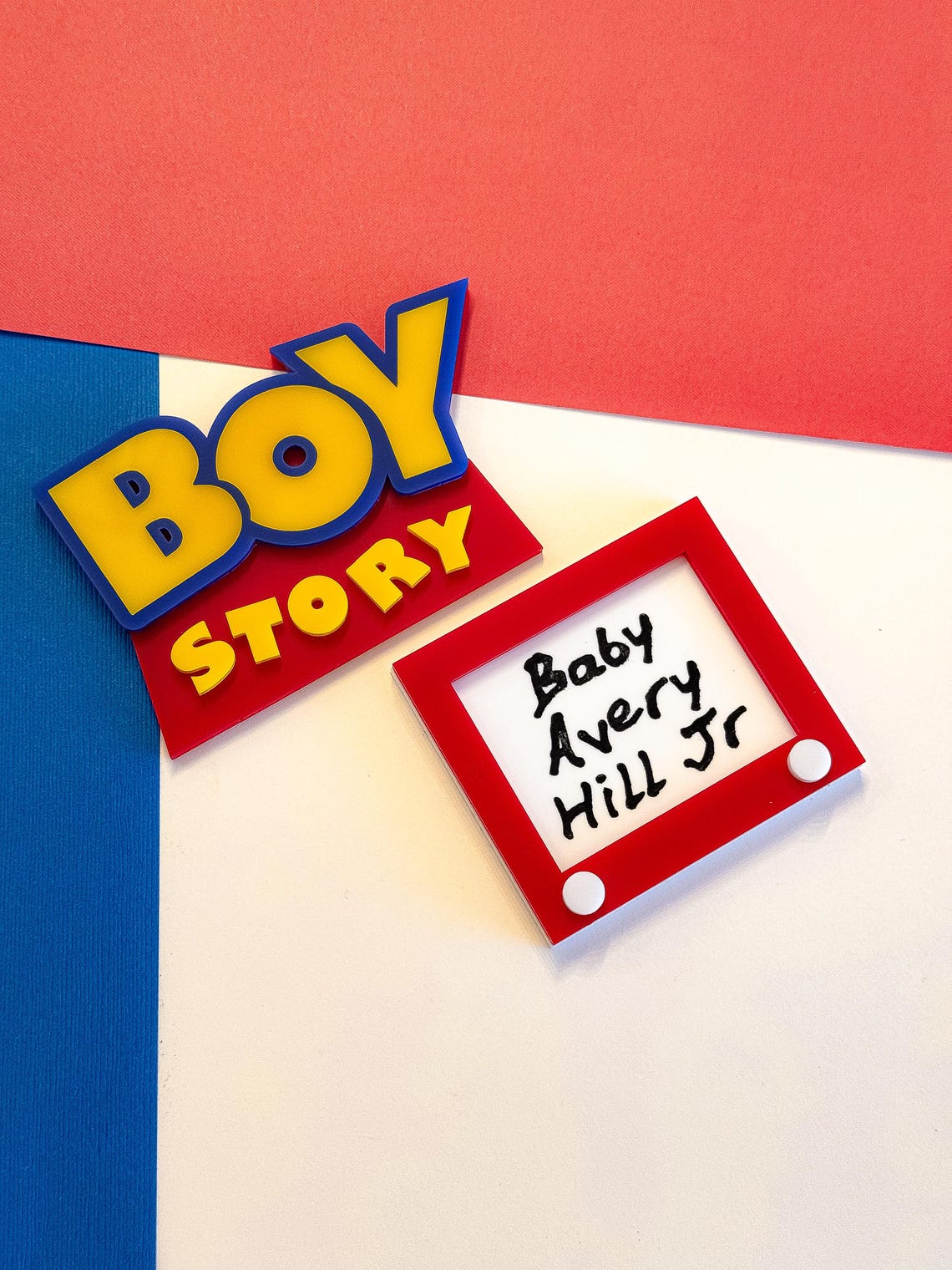 Boy Story Baby Shower Birthday Cake Topper Sketch Acrylic Charm ...