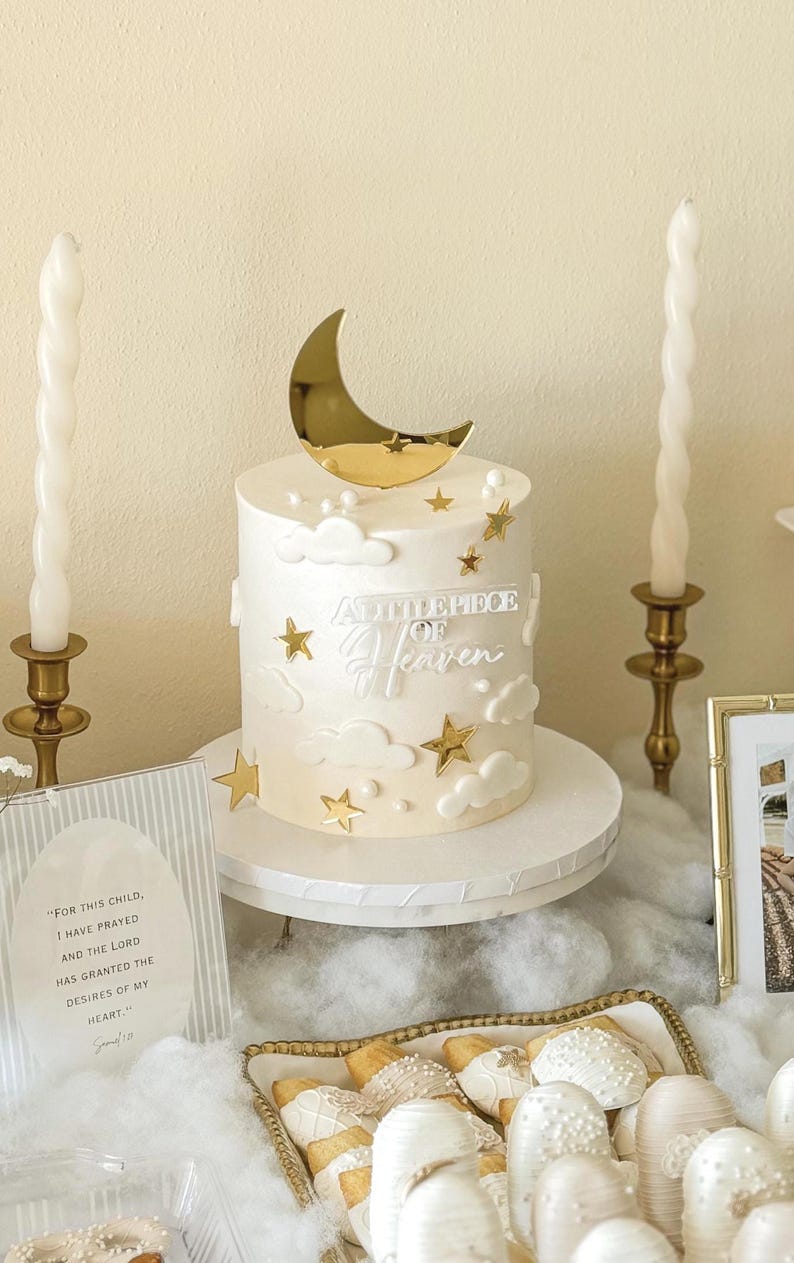 Heaven Sent Piece of Heaven Decor for Baby Shower, Moon and Stars Cake ...