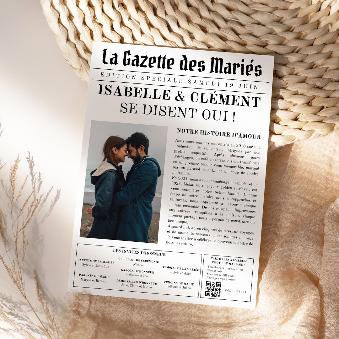 Gazette Des Mariés in French Canva Template 2 Pages A3 and A4 Formats ...