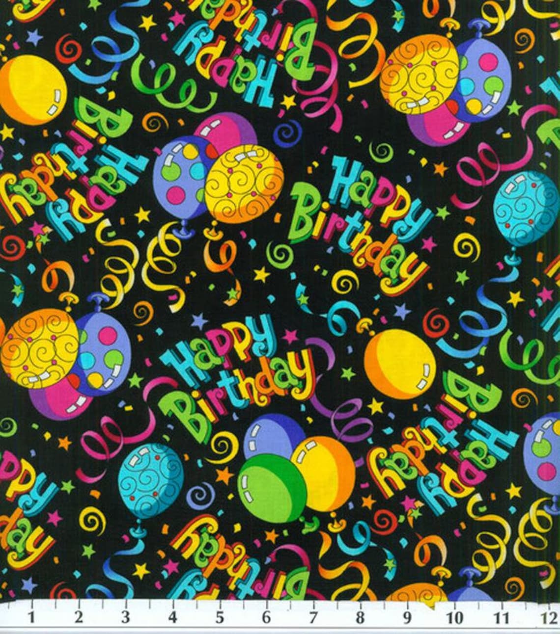 Happy Birthday Fabric Birthday Fabric by High Fashions Fabric 100% ...