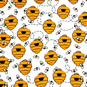 Bees Flannel Fabric Bees & Honeycomb Flannel Fabric Cotton Flannel FQ ...