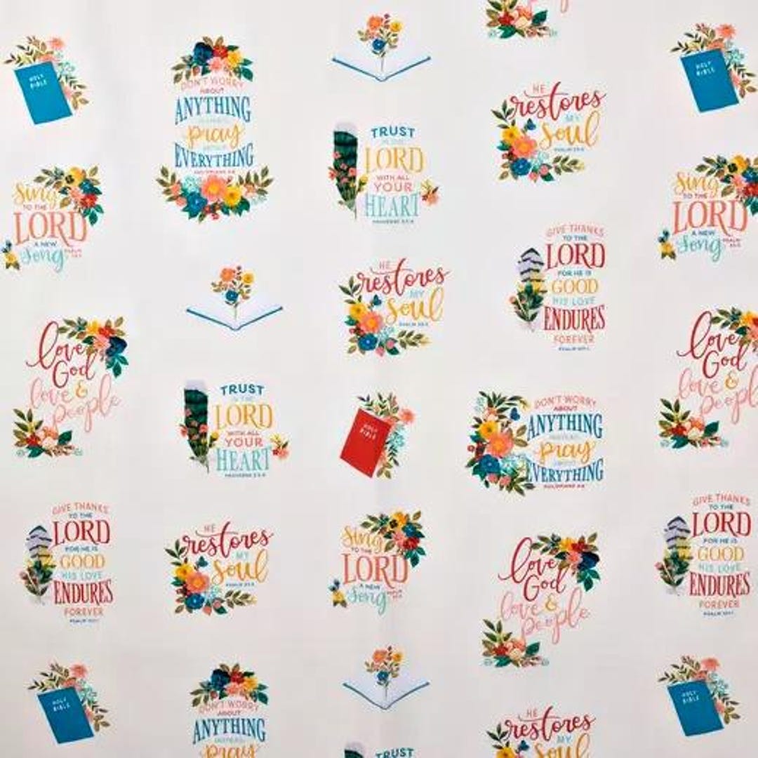 Fabric Scripture Block Scripture Fabric 100% Cotton 3/4yard Ships 1 ...