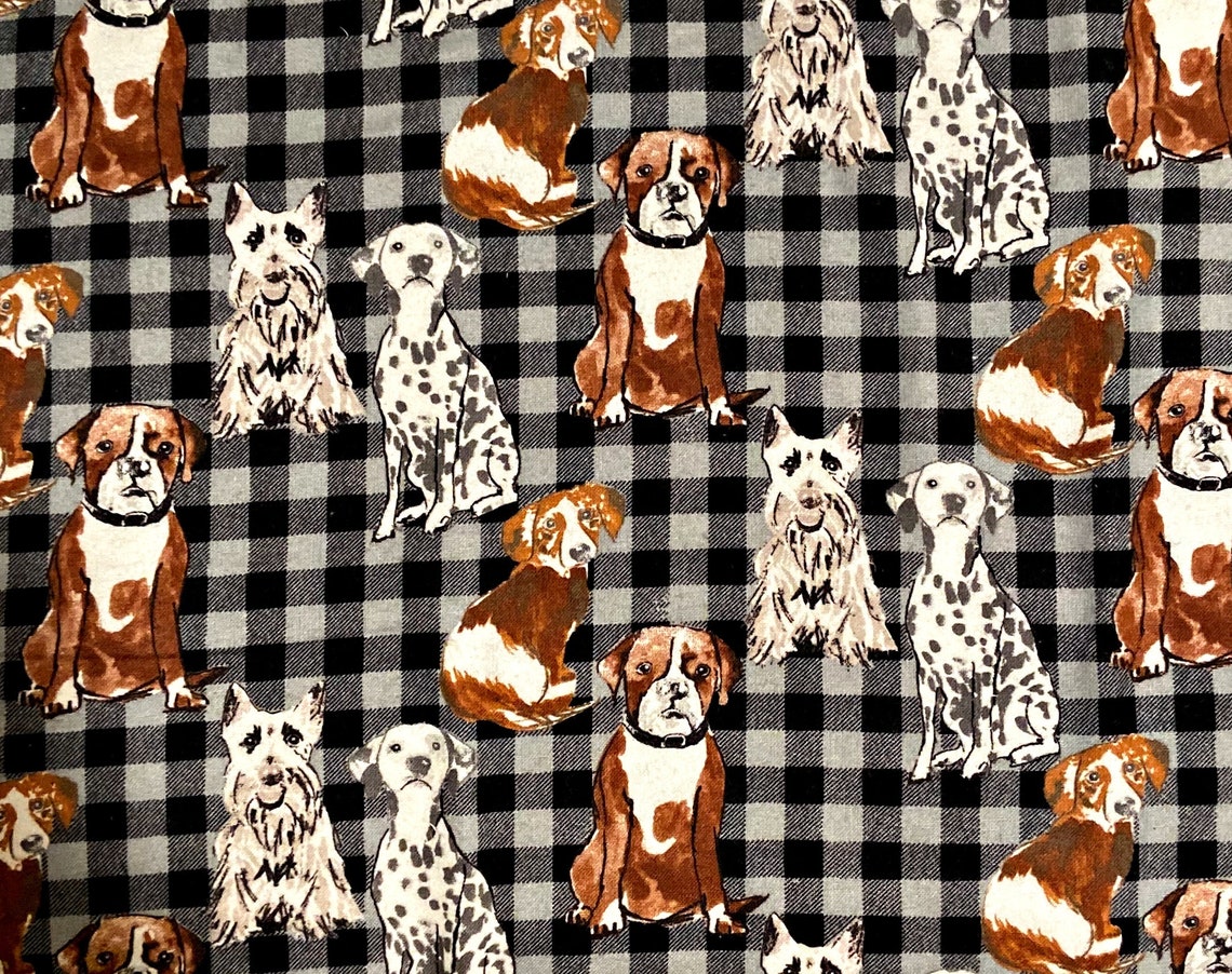 Dog Flannel Fabric Dogs Flannel Fabric Cotton Flannel FQ Ships - Etsy