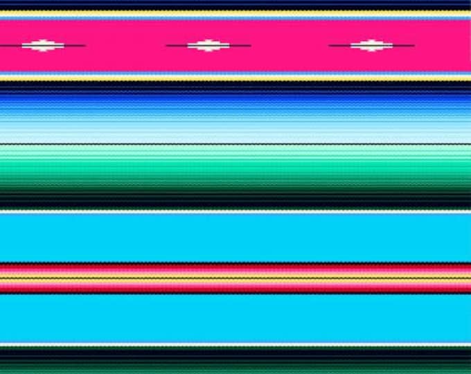 Mexican Fiesta Stripe Fabric Mexican Fabric Turquoise Blue and Green ...