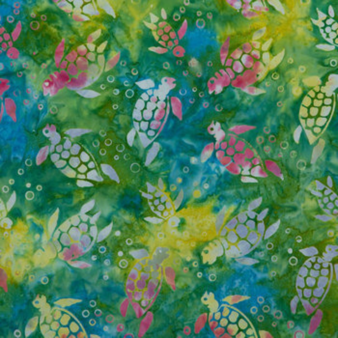 Turtles Fabric Sea Turtles Batik Turtles Fabric 100% Cotton Fabric FQ ...