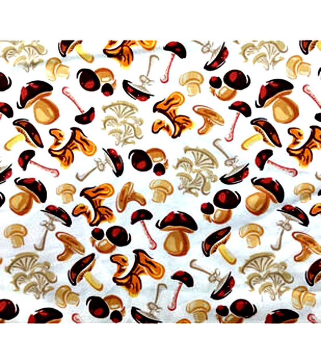Mushroom Fabric Novelty Fabric Mushrooms Fabric 100% Cotton Fabric ...
