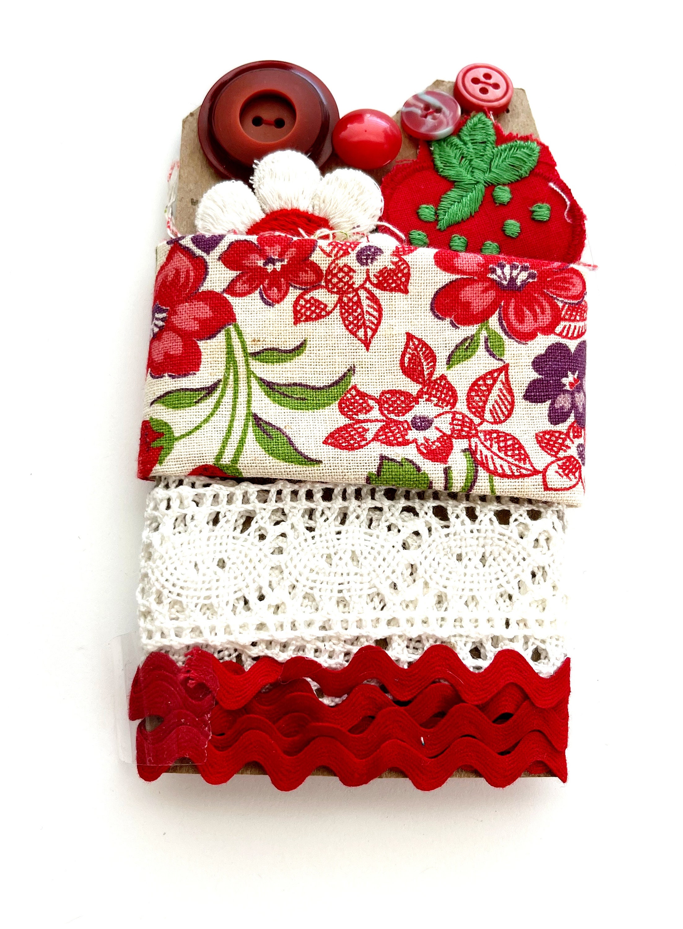 Red Trim Buttons Rick Rack Vintage Pieces Junk Journal Collage - Etsy