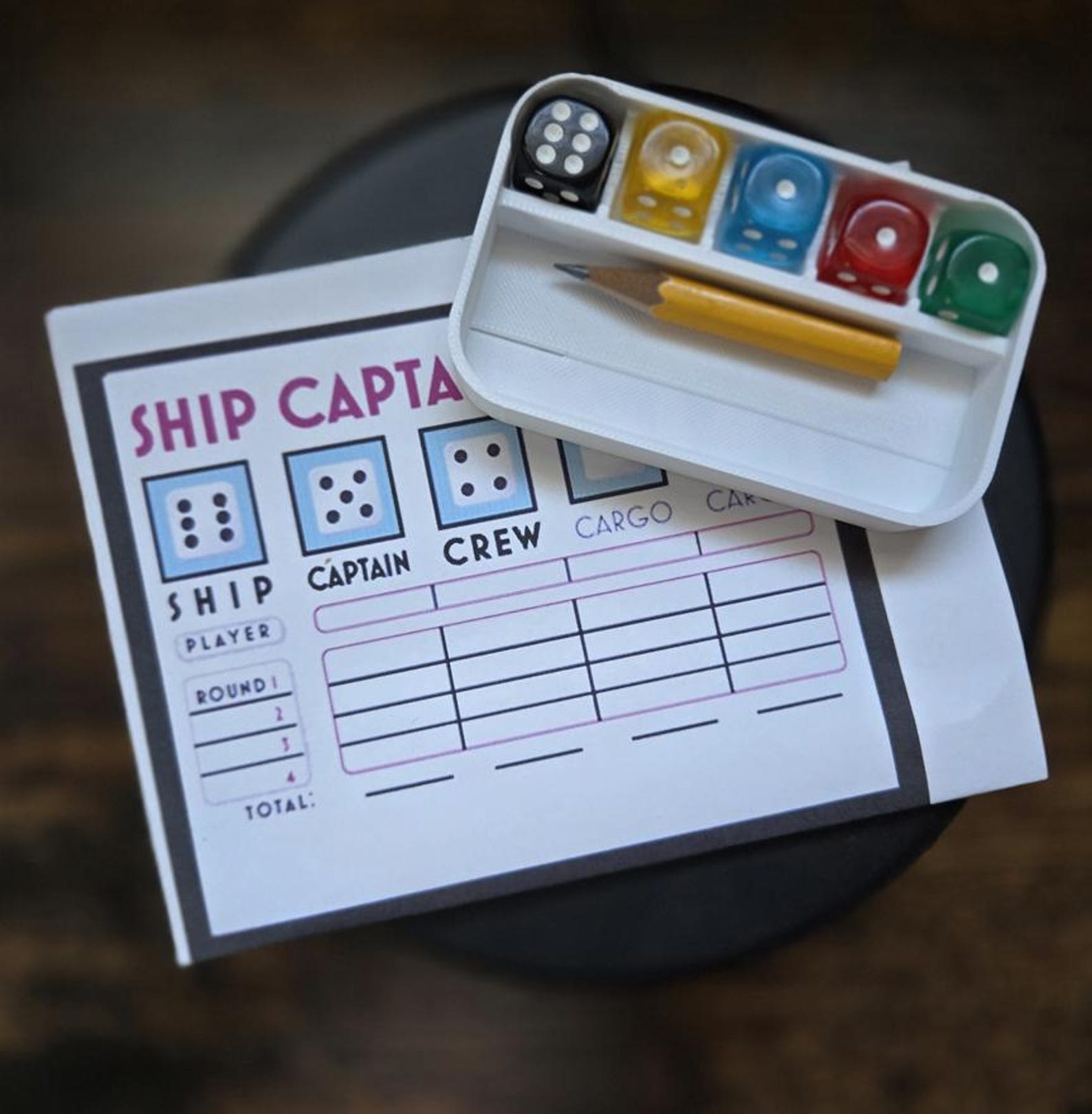 Ship Captain Crew Travel Size Dice Game Set Includes Dice, Pencil ...