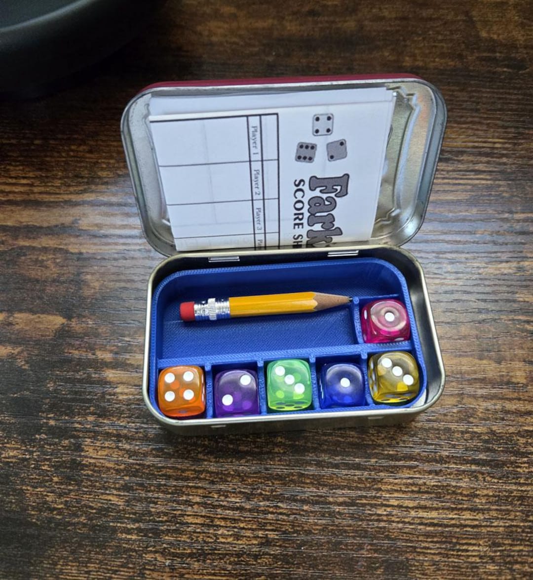 Farkle - Travel Size Dice Game Fits in Mint Tin. Includes Insert, Dice ...