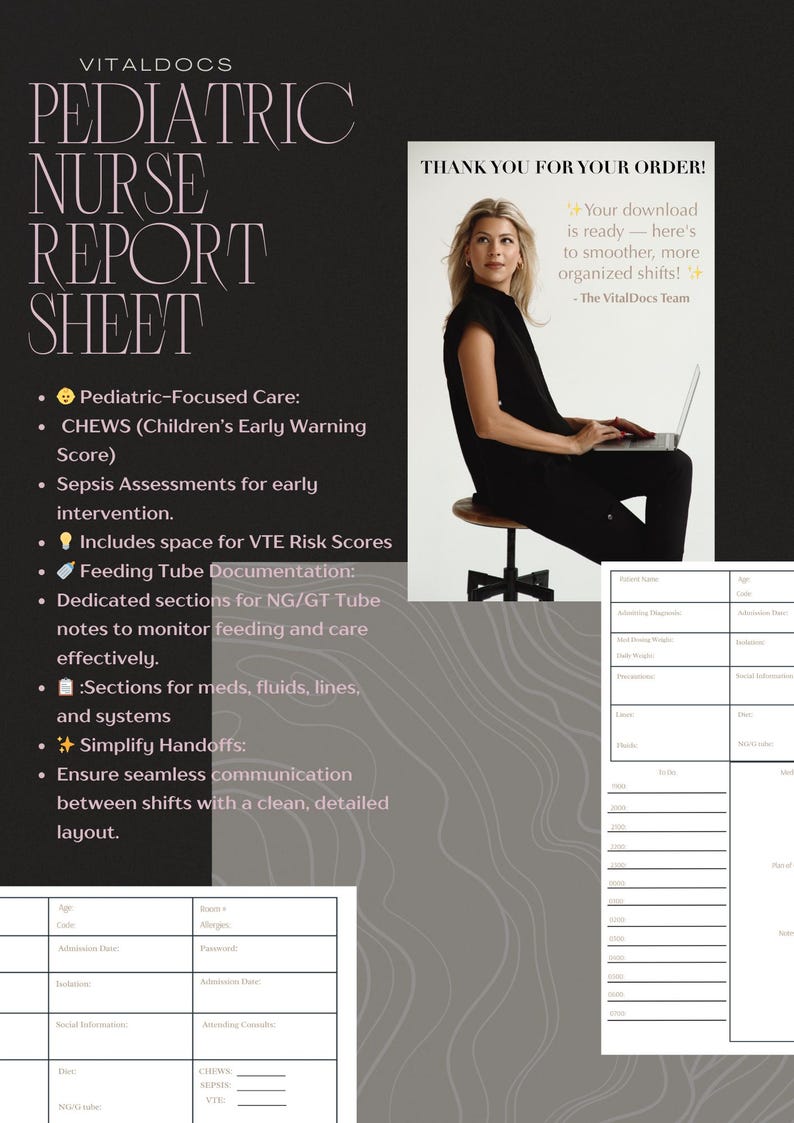 Pediatric Nurse Report Sheet - Etsy