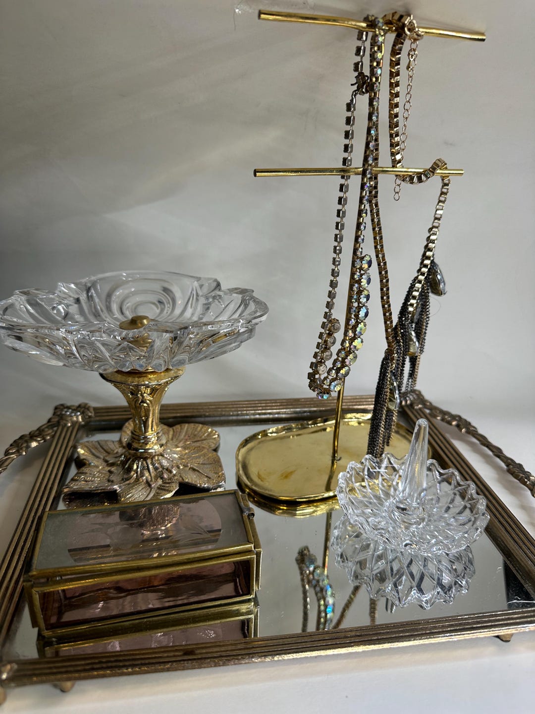 Vintage Jewelry Box, Vintage Ring Holder, Vintage Necklace Stand ...