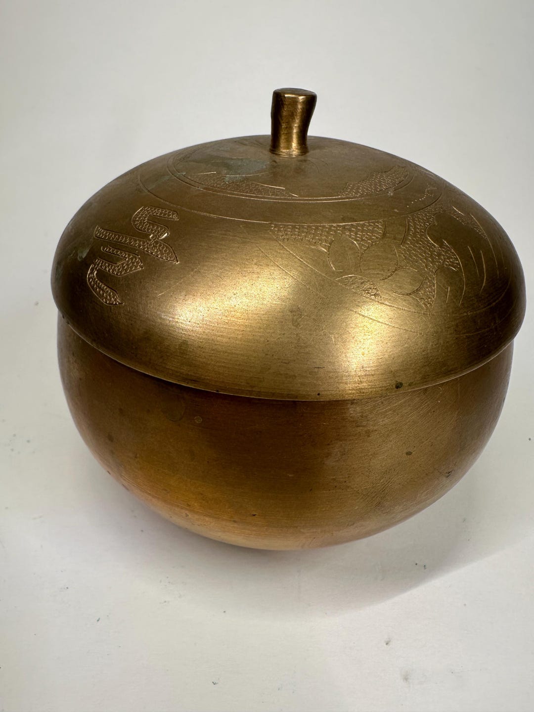 Vintage Brass Container, Vintage Box, Vintage Jar, Mcm Jewelry Box ...