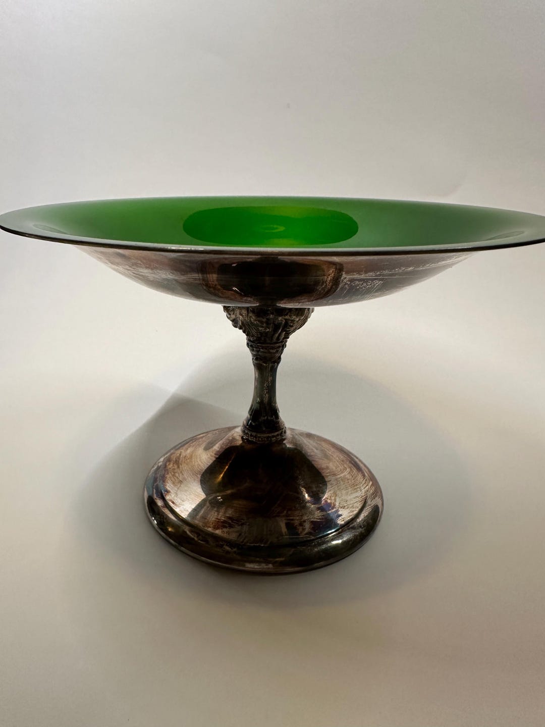 Antique Silver Candy Dish Reed and Barton Compote Turquoise Dish Green ...