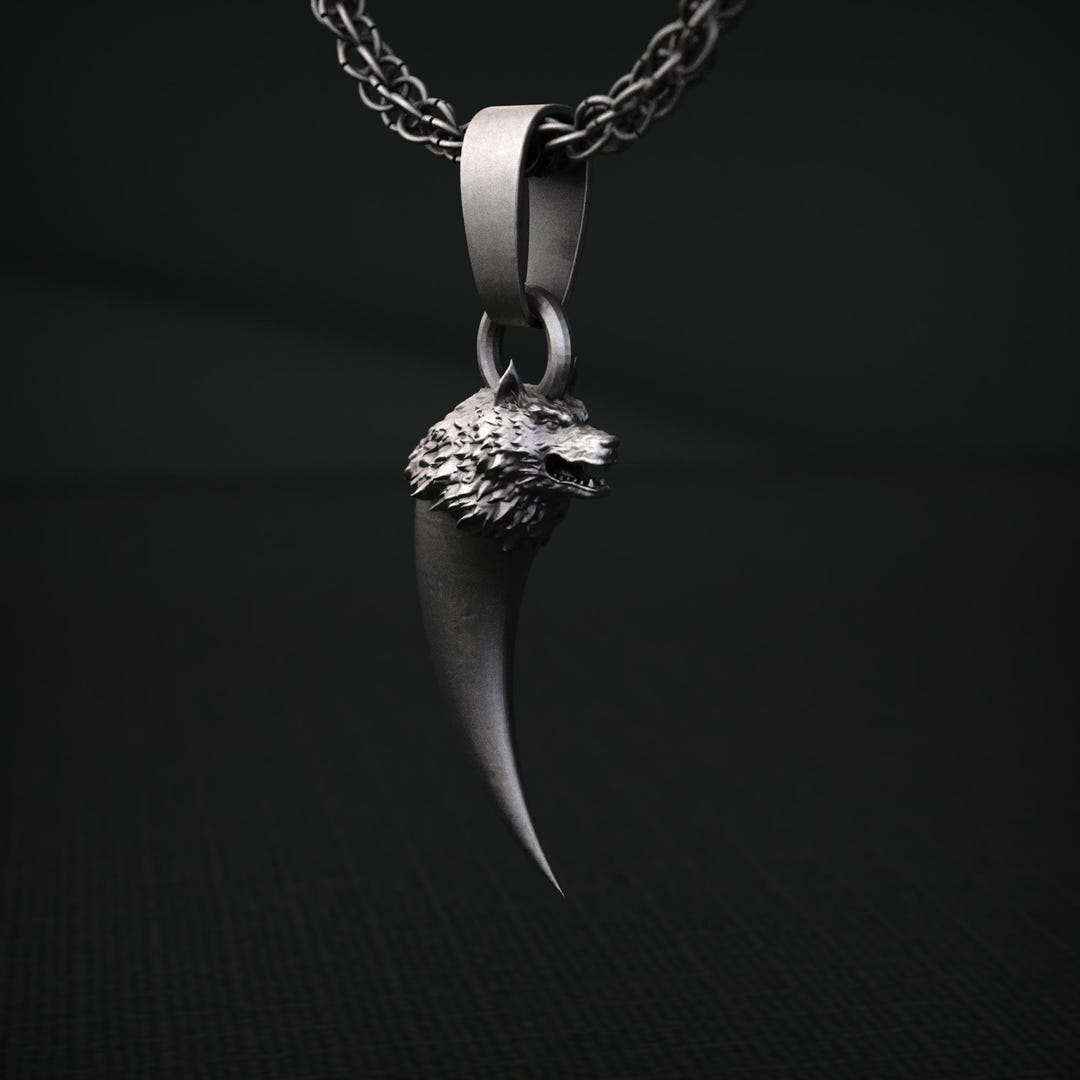 Handmade Wolf Tooth Pendant Necklace in Sterling Silver, Gothic Viking ...