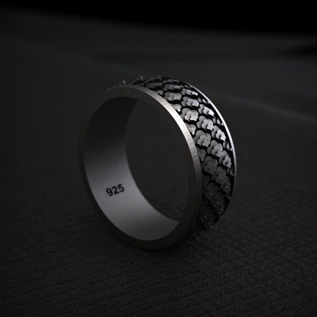 Japanese Pattern Ring, Samurai Ring for Men, Japanese Filigree Band ...