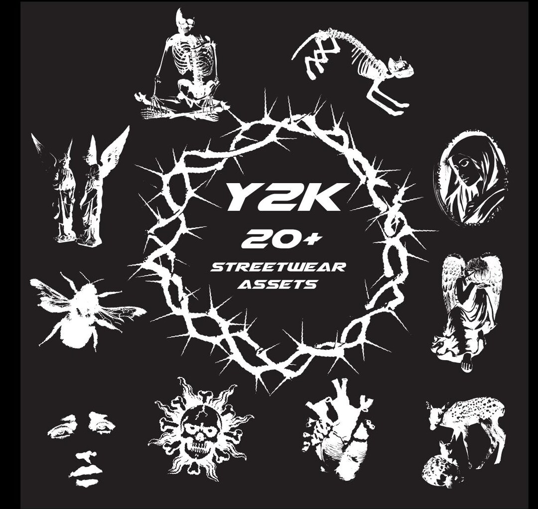 20 Y2K Streetwear Icons Goth Assets for Clothing Brand Religous Figure ...