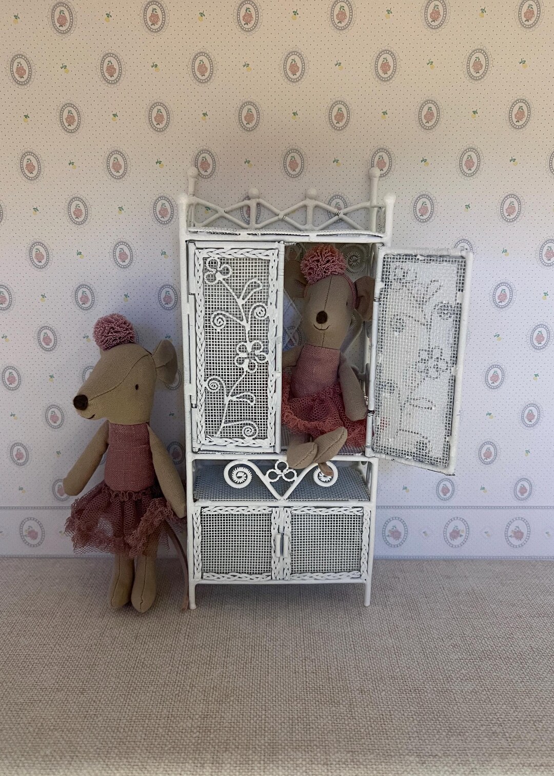 Vintage Miniature White Metal Wire Wardrobe Closet for Maileg Mouse - Etsy