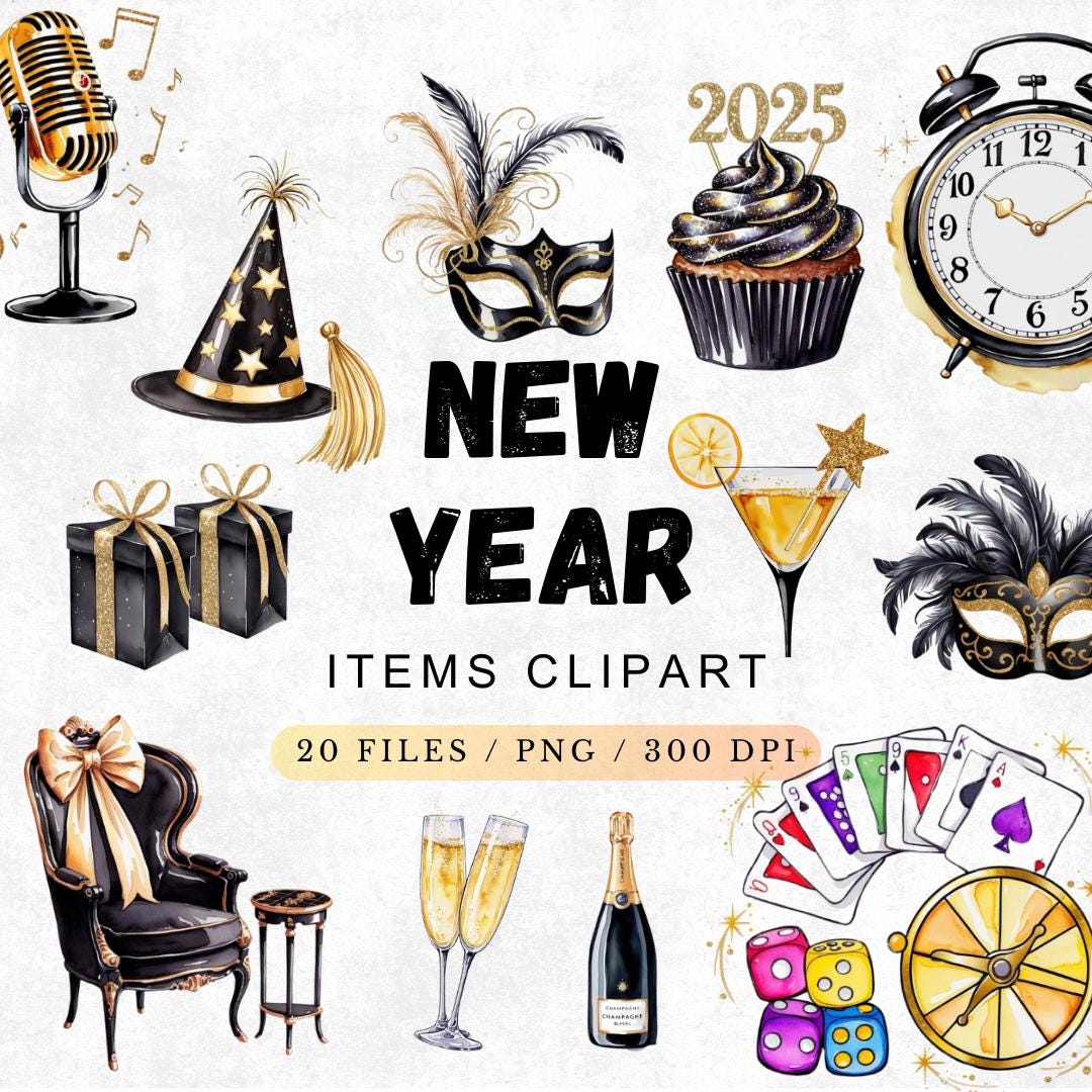 New Year Clipart | Party Decorations, Celebration Graphics (digital ...