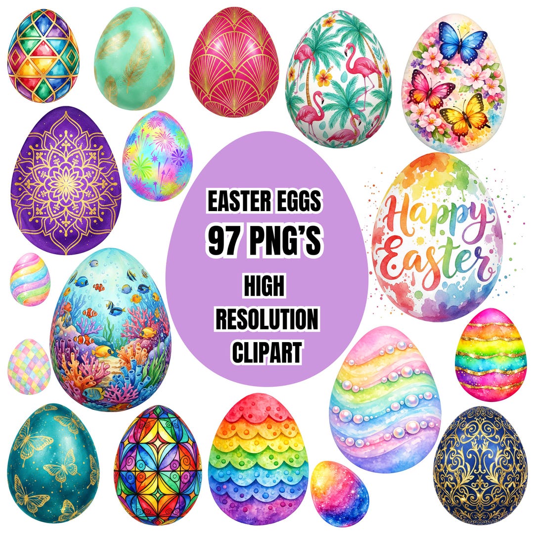 Watercolor Easter Eggs Clipart Bundle – Pastel Floral Spring Pngs ...