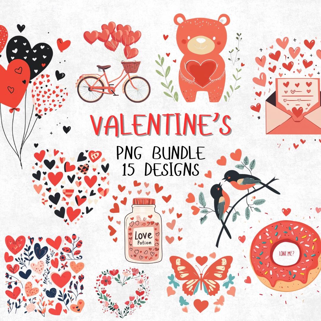 Valentine's Day PNG Clipart Bundle - 15 Romantic Designs , Valentine's ...