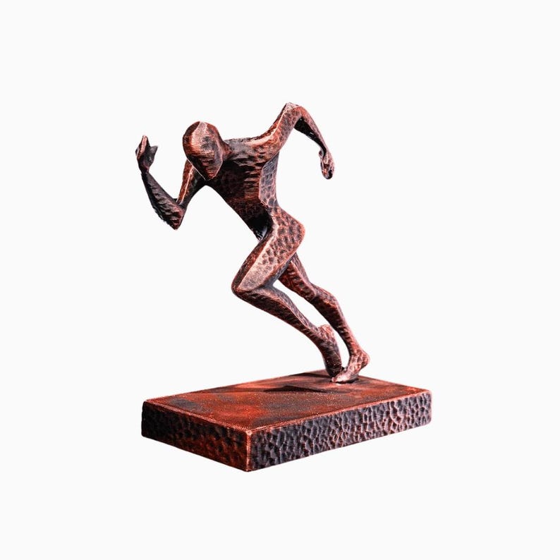 Athlete Runner Figurine – Bronze Look Modern Sculpture | Unique Track ...