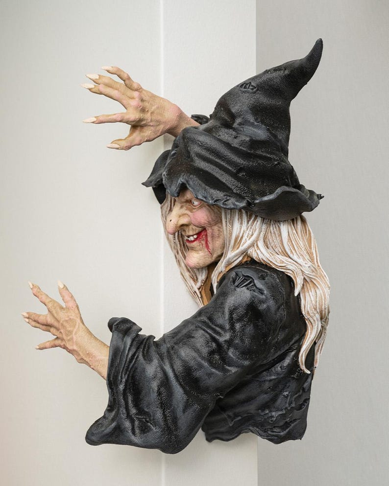 3D Printed Halloween Witch Wall Decor: Creepy Handmade Figure - Etsy