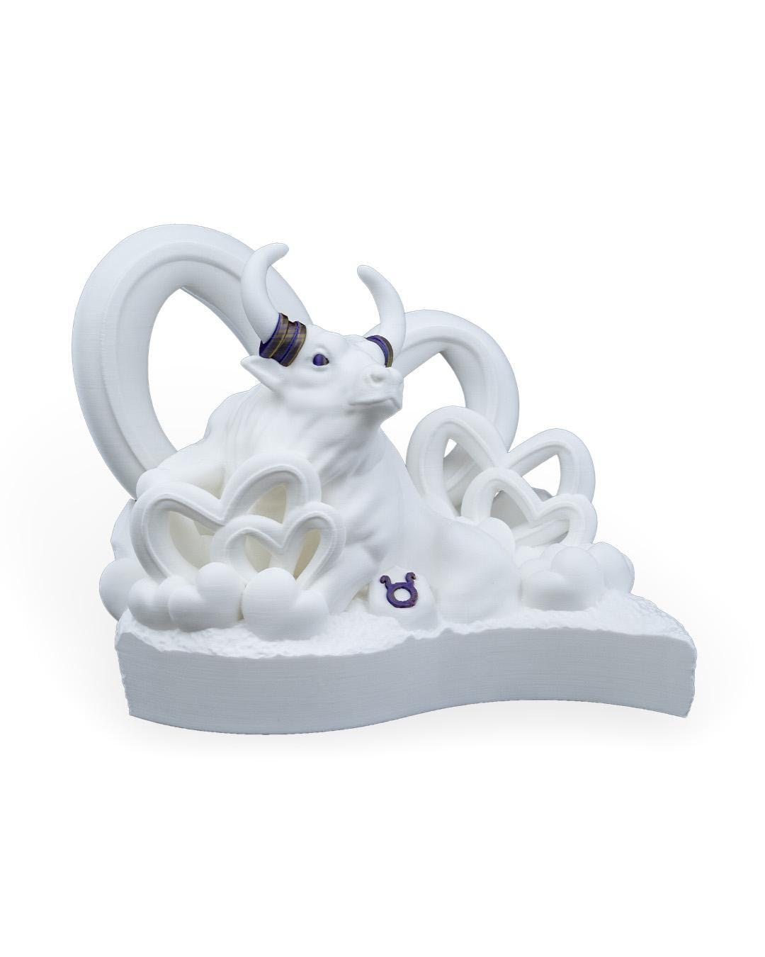Taurus Zodiac Figurine – 3D Printed White Bull With Golden Horns ...