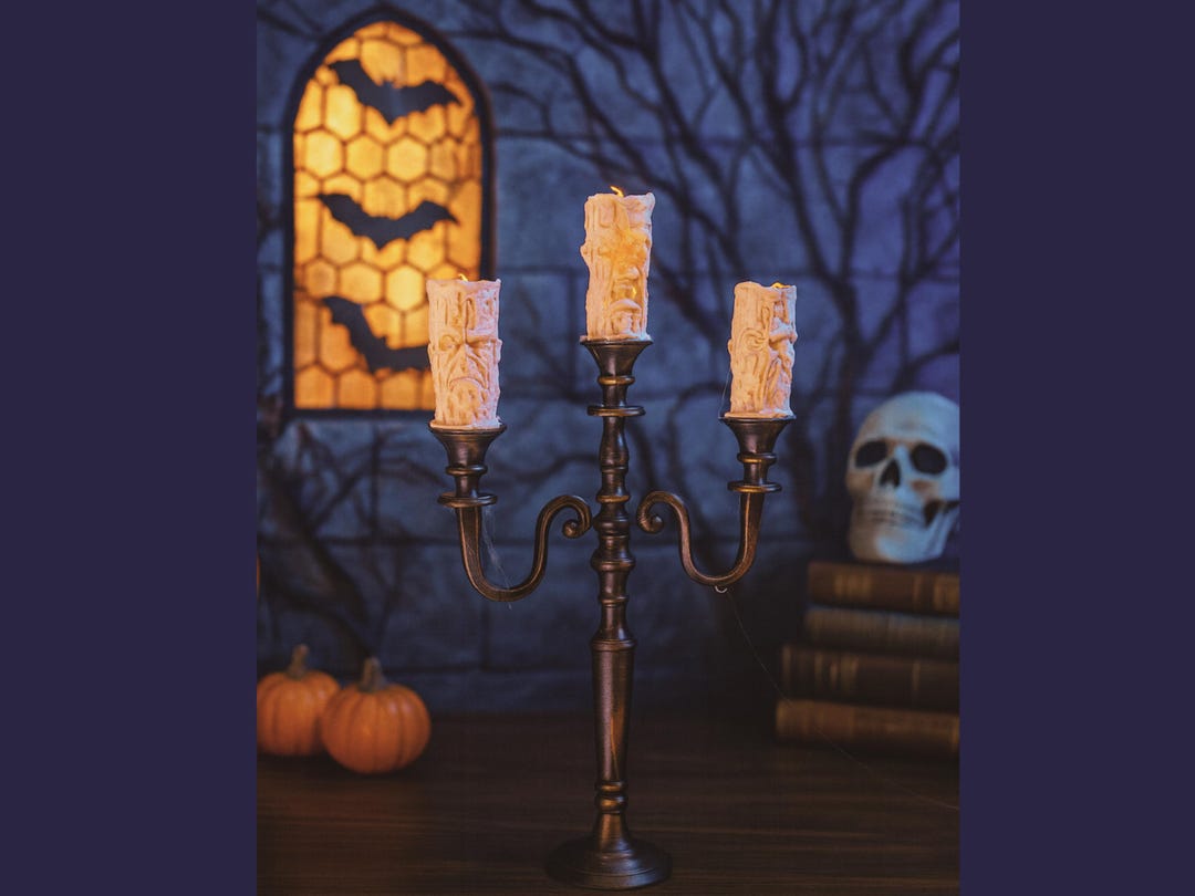 Gothic Horror Candelabra: 3-arm Creepy Face LED Candle Holder - Etsy