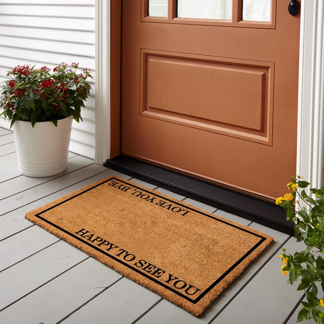 Door Mat Happy to See You Love You Bye, Housewarming Door Mat ...