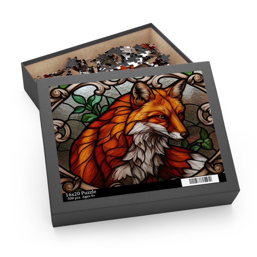 Colorful Stained Glass Red Fox Jigsaw Puzzles, Brain Teaser, Animal ...