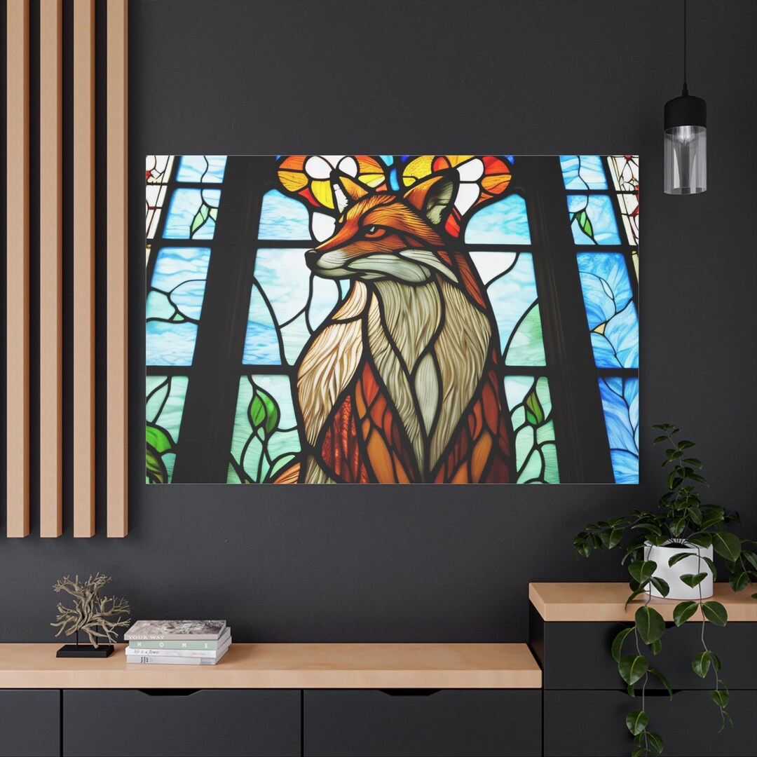 Stained Glass Red Fox Painting Canvas Wall Artstained Glass Fox Art ...
