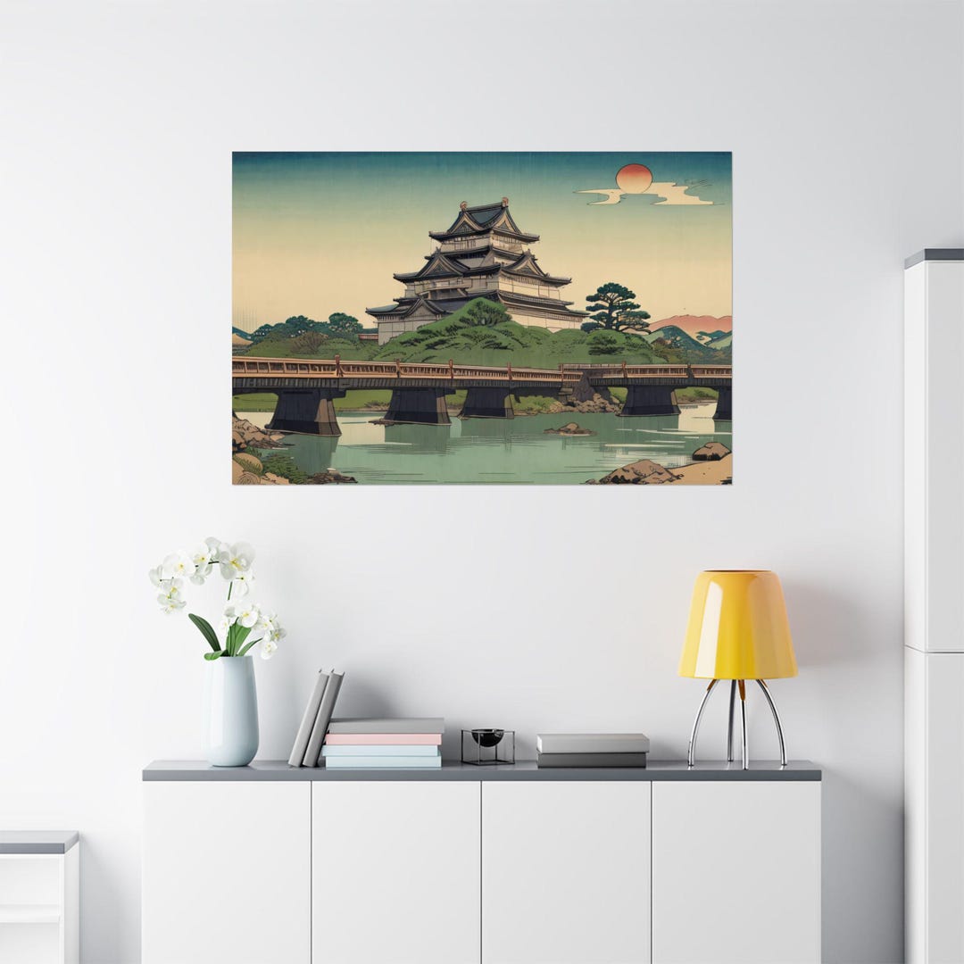 Japanese Castle Painting Ukiyo-e Poster, Japan Castle Ukiyoe Wall Art ...