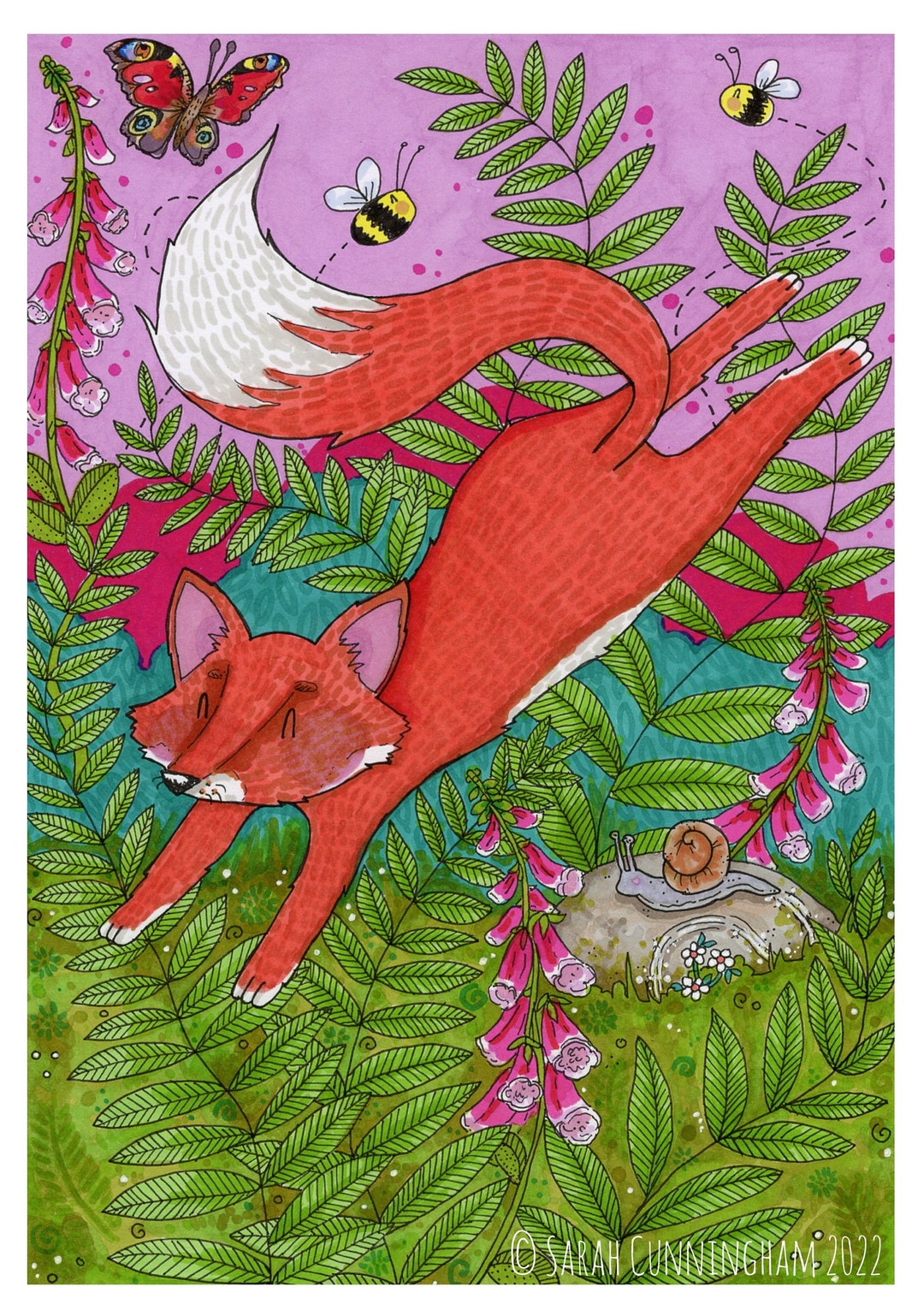 Leaping Fox, A4 Print - Etsy