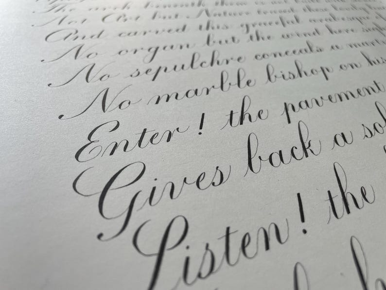 Handwritten Copperplate Calligraphy Poem: My Cathedral by Longfellow ...