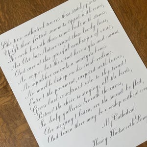 Handwritten Copperplate Calligraphy Poem: My Cathedral by Longfellow ...