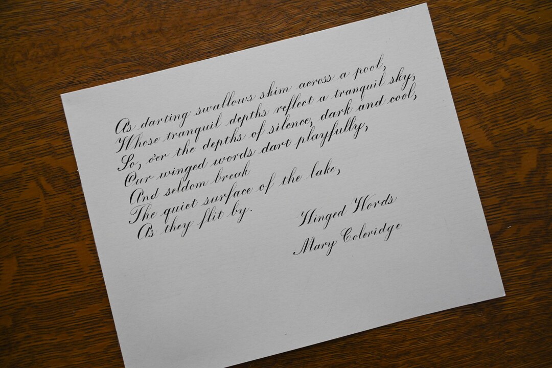 Handwritten Original Copperplate Calligraphy Poem : Mary Coleridge ...