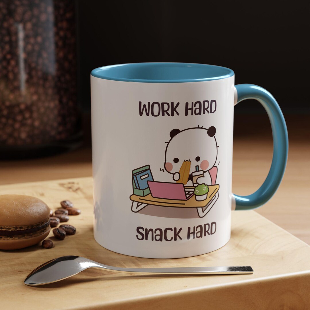 Bubu Dudu Work Hard Snack Hard Coffee Mug, Bubu Dudu Tea Mug, Panda ...