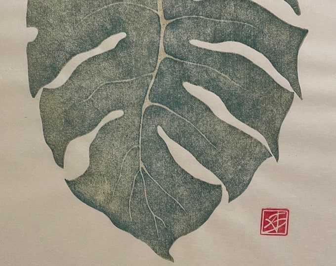 Monstera Woodblock Print Limited Edition Moku Hanga - Fine Art Print - Etsy